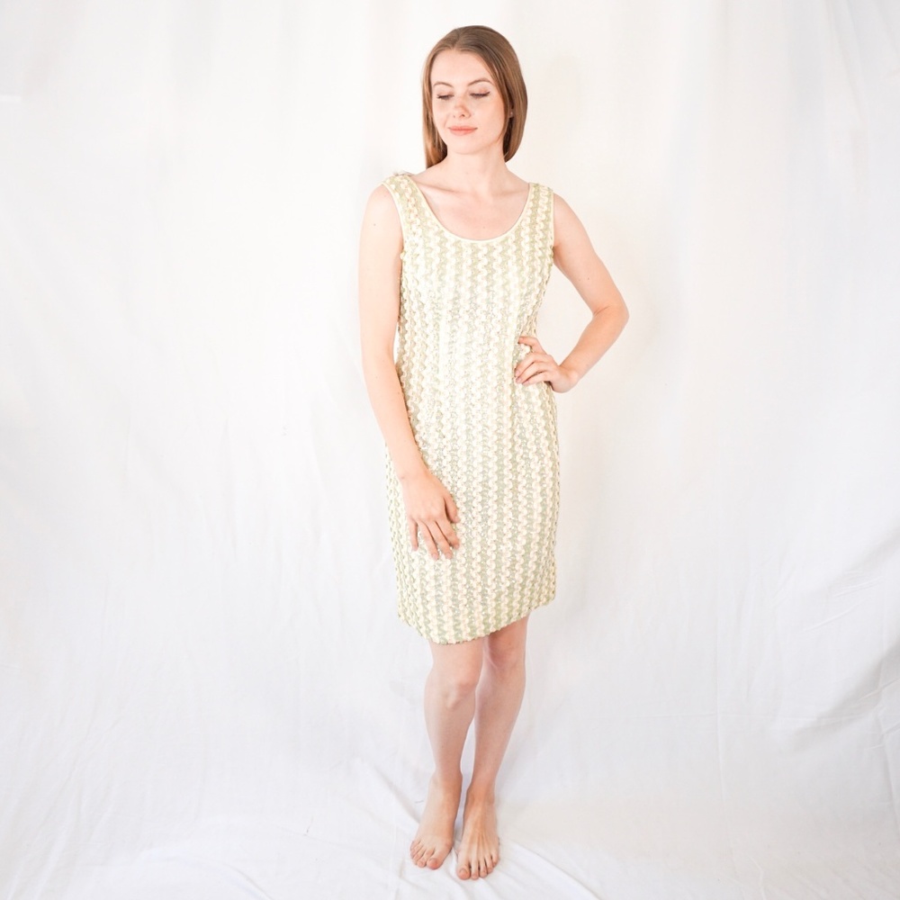 Vintage Sequin Ribbon Wiggle 50s Dress Party Mini M 3… - Gem